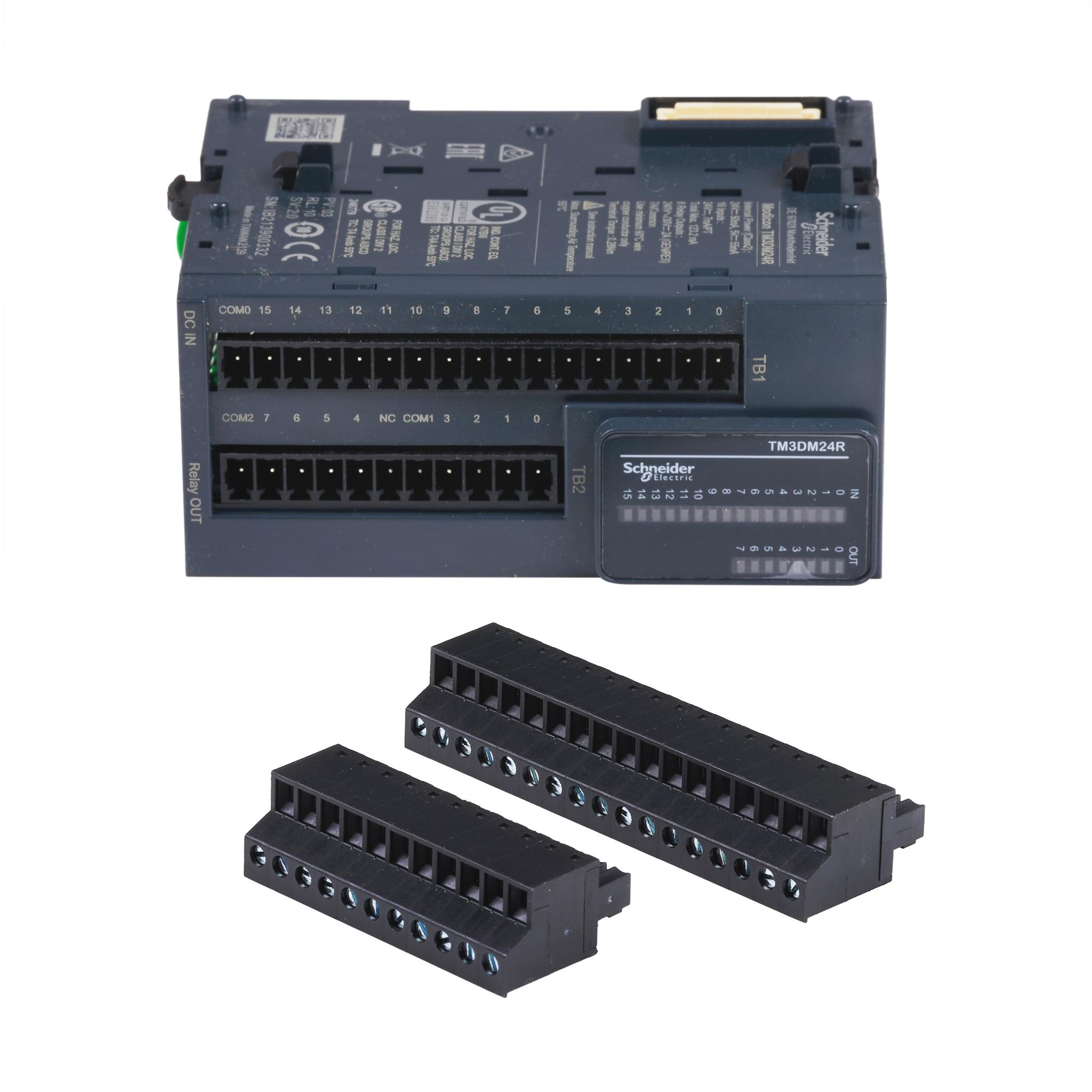 Modicon TM3DM24R Discrete I/O Module - 24VDC, 16 Digital Inputs & 8 Relay Outputs